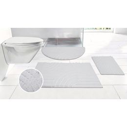 Badematte OTTO HOME "Regona Scandi, Badvorleger, Badezimmer Teppich, Duschvorleger", wei&szlig;, H:10mm, Polyester, Badematten, Badematte, Badteppich, Uni Farben, Hoch-Tief-Effekt, modernes Muster, Zen