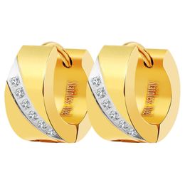 Adelia&acute;s Klappcreolen ADELIA&acute;S "Ohrringe &ndash; Klappcreole aus Edelstahl mit Strass Steinchen", Damen, Gr. Damen, Edelstahl, gold, Ohrringe Klappcreolen, Perfekt zum Verschenken an besondere Menschen