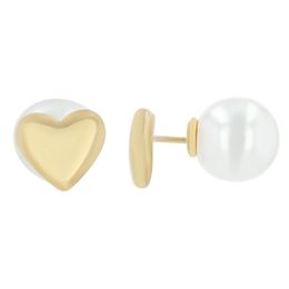 Adelia&acute;s Paar Ohrh&auml;nger ADELIA&acute;S "Ohrringe &ndash; Ohrstecker Herz aus Edelstahl mit Perle", Damen, Gr. Damen, Edelstahl, gold, Ohrringe, Zum Verschenken &ndash; passend f&uuml;r viele Anl&auml;sse