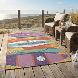 Teppich Sansibar "Rantum Beach SA-020", bunt, B:160cm H:5mm L:230cm, Polypropylen, Teppiche, Teppich, Flachgewebe, modernes Design, Surfboards, In- und Outdoor geeignet