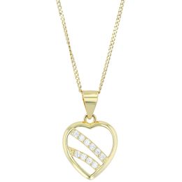 Adelia&acute;s Kettenanh&auml;nger ADELIA&acute;S "Anh&auml;nger &ndash; Herz Herzanh&auml;nger aus 925 Silber mit Zirkonia", gold, Schmuckanh&auml;nger, Damen, Silber 925 (Sterlingsilber), Kettenanh&auml;nger, Ein Geschenk, das Freude macht