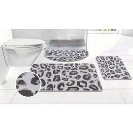 Badematte OTTO HOME "Regona Leo, Badvorleger, Badezimmer Teppich, Duschvorleger", hellgrau, H:10mm, Polyester, Badematten, Badematte, Leoparden-Muster, Animal Print, modern
