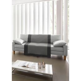 Sofaschoner Biederlack "Cotton Cover Salt & Pepper", grau (anthrazit), B:100cm L:200cm, Baumwolle, Polyacryl, Polyester, Sesselschoner, 100 x 200 cm (Breite x L&auml;nge) mit Fransen