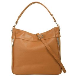 Henkeltasche CLUTY, Damen, Gr. B/H/T: 35cm x 27cm x 9cm onesize, braun (cognac), Leder, unifarben, Taschen, echt Leder, Made in Italy