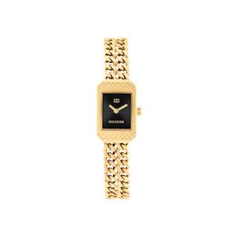 Quarzuhr Tommy Hilfiger "SARAH", gold (goldfarben, schwarz), Armbanduhren, Damen, Quarzuhr, Armbanduhr, Damenuhr, Edelstahlarmband, analog