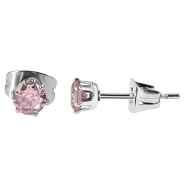 Adelia&acute;s Paar Ohrh&auml;nger ADELIA&acute;S "Ohrringe &ndash; Ohrstecker aus Edelstahl mit Zirkonia", Damen, Gr. Damen, Edelstahl, rosa (silber), Ohrringe, Ideal als Geschenk zum einfach so