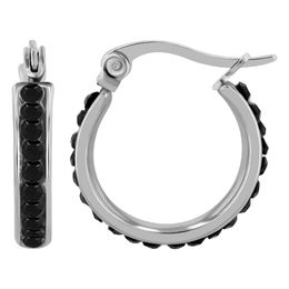 Adelia&acute;s Paar Creolen ADELIA&acute;S "Ohrringe &ndash; Creole aus Edelstahl mit Strass Steinchen", Damen, Gr. Damen, Edelstahl, silber, Ohrringe, Ideal zum Verschenken &ndash; schlicht und stilvoll