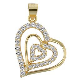 Adelia&acute;s Kettenanh&auml;nger ADELIA&acute;S "Anh&auml;nger &ndash; Herzanh&auml;nger aus 925 Silber mit Zirkonia", gold, Schmuckanh&auml;nger, Damen, Silber 925 (Sterlingsilber), Kettenanh&auml;nger, Eine sch&ouml;ne Geschenkidee f&uuml;r jeden Anlass