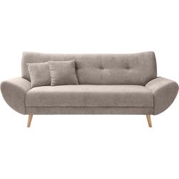 3-Sitzer Home Affaire "Basta, komfortable Wellenunterfederung, Breite 205cm", taupe, B:205cm H:82cm T:87cm, 100% Polyester, Sofas