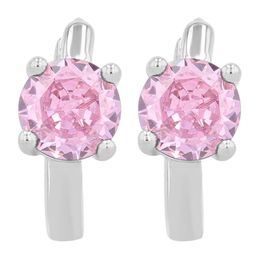 Adelia&acute;s Klappcreolen ADELIA&acute;S "Ohrringe &ndash; Klappcreole aus 925 Silber mit Zirkonia", Damen, Gr. Damen, Silber 925 (Sterlingsilber), rosa (silber), Ohrringe Klappcreolen, Ein stilvolles Geschenk f&uuml;r besondere Momente