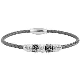 Adelia&acute;s Armband ADELIA&acute;S "Armband aus Leder mit Strass Steinchen 19 cm", grau, Armb&auml;nder, Damen, 19cm, Leder, Armband, Ideal als Geschenk f&uuml;r besondere Anl&auml;sse