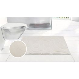 Badematte OTTO HOME "Wave, Badvorleger, Badezimmer Teppich", wei&szlig; (creme), H:10mm, Polyester, Badematten, Badematte, Hoch-Tief-Effekt, modernes Muster, Welle, Badteppich, Duschvorleger