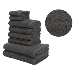 Handtuch Set OTTO HOME "Handtuchset Ognon, Duscht&uuml;cher, Handt&uuml;cher, G&auml;stet&uuml;cher, Zen", anthrazit, 8, Frottier, Frottier, Obermaterial: 100% Baumwolle, Handtuch-Sets, mit Muster, Scandi, Boho, einfarbiges Handtuch-Set 100% Baumwolle