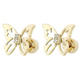 Adelia&acute;s Paar Ohrh&auml;nger ADELIA&acute;S "Ohrringe &ndash; Ohrstecker aus Edelstahl mit Strass Steinchen", Damen, Gr. Damen, Edelstahl, gold, Ohrringe, Geschenkidee: zeitlos und vielseitig
