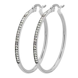 Adelia&acute;s Paar Creolen ADELIA&acute;S "Ohrringe &ndash; Creole aus Edelstahl mit Strass Steinchen", Damen, Gr. Damen, Edelstahl, silber, Ohrringe, Eine sch&ouml;ne Geschenkidee f&uuml;r jeden Anlass