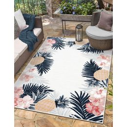Outdoorteppich "Sunny, LAGERR&Auml;UMUNG", wei&szlig; (wei&szlig;,cream,multi), B:80cm H:8mm L:150cm, Polypropylen, MyFlair M&Ouml;BEL & ACCESSOIRES, Teppiche, Outdoorteppich, Blumen Motiv, mit Bord&uuml;re, Outdoor geeignet, Balkon, Terrasse