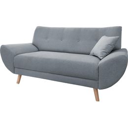 2-Sitzer Home Affaire "Basta, komfortable Wellenunterfederung, Breite 174cm", blau (hellblau), B:174cm H:80cm T:82cm, (100% Polyester) Struktur fein (100% Polyester) Chenille, Sofas