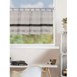 Scheibengardine HOMING "Yara" Gr. 1, wei&szlig;, B:140cm H:45cm, Polyacryl, Polyester, Gardinen, 45 x 140 cm (H&ouml;he x Breite), Schlaufenpanneaux, Streifen, Querstreifen