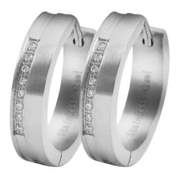 Adelia&acute;s Klappcreolen ADELIA&acute;S "Ohrringe &ndash; Klappcreole aus Edelstahl mit Strass Steinchen", Damen, Gr. Damen, Edelstahl, silber, Ohrringe Klappcreolen, Ideal als Geschenk &ndash; dezent und elegant