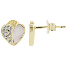 Adelia&acute;s Paar Ohrh&auml;nger ADELIA&acute;S "Ohrringe &ndash; Ohrstecker aus 925 Silber mit Perlmutt", Damen, Gr. Damen, Silber 925 (Sterlingsilber), gold, Ohrringe, Perfekt als Geschenk zum Geburtstag