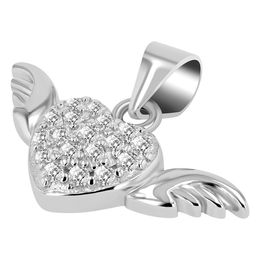 Adelia&acute;s Kettenanh&auml;nger ADELIA&acute;S "Anh&auml;nger &ndash; Fl&uuml;gel Herzanh&auml;nger aus 925 Silber mit Zirkonia", silber, Schmuckanh&auml;nger, Damen, Silber 925 (Sterlingsilber), Kettenanh&auml;nger, Ein kleines Geschenk mit gro&szlig;er Wirkung