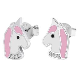Adelia&acute;s Paar Ohrh&auml;nger ADELIA&acute;S "Ohrringe &ndash; Ohrstecker Einhorn aus 925 Silber mit Emaille", M&auml;dchen, Gr. Kinder, Silber 925 (Sterlingsilber), silber, Ohrringe, Sch&ouml;ne Geschenkidee zum Jubil&auml;um