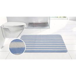 Badematte OTTO HOME "Streifen, Badvorleger, Badezimmer Teppich", blau, wei&szlig;, H:12mm, Polyester, Badematten, Badematte, Scandi, modern, gestreift, Badteppich, Badematten