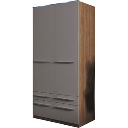 Kleiderschrank Priess "Schrank Garderobe W&auml;scheschrank Barcelona in 5 Breiten", wei&szlig; (eichefarben artisan, wei&szlig;), B:94cm H:193cm T:54cm, Holzwerkstoff, Schr&auml;nke, Kleiderschrank, viel Stauraum, ger&auml;umige Schubk&auml;sten, mit Spiegel, MADE IN GERMANY