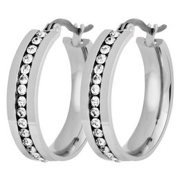 Adelia&acute;s Paar Creolen ADELIA&acute;S "Ohrringe &ndash; Creole aus Edelstahl mit Strass", Damen, Gr. Damen, Edelstahl, silber, Ohrringe, Ein stilvolles Geschenk f&uuml;r besondere Momente
