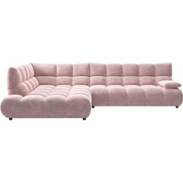 Ecksofa Home Affaire "Cozy Bubble, mit klappbarer Armlehne, Breite 324 cm", rosa (rosewood), B:324cm H:85cm T:211cm, 100% Polyester, Sofas, Ecksofa, mit eleganter Steppung, Rundumbezug & weicher Polsterung