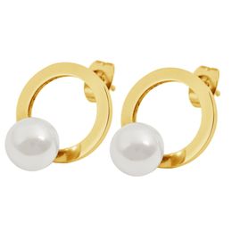 Adelia&acute;s Paar Ohrh&auml;nger ADELIA&acute;S "Ohrringe &ndash; Ohrstecker aus Edelstahl mit Perle", Damen, Gr. Damen, Edelstahl, gold, Ohrringe, Ein stilvolles Geschenk f&uuml;r besondere Momente