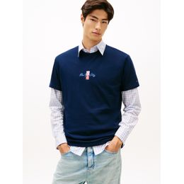 T-Shirt Tommy Jeans "TJM REGULAR SIGN BLOCK", Jungen, Gr. 3XL, schwarz night navy, Single Jersey, Obermaterial: 100% Baumwolle, regular fit normal, Rundhals, eingesetzt abgesteppte Kante, Shirts T-Shirt, Regular fit mit Rundhalsausschnitt