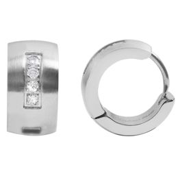 Adelia&acute;s Klappcreolen ADELIA&acute;S "Ohrringe &ndash; Klappcreole aus Edelstahl mit Strass Steinchen", Damen, Gr. Damen, Edelstahl, silber, Ohrringe Klappcreolen, Ideal als Geschenk &ndash; dezent und elegant