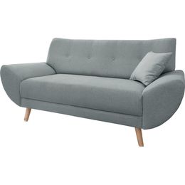 2-Sitzer Home Affaire "Basta, komfortable Wellenunterfederung, Breite 174cm", grau (grau, gr&uuml;n), B:174cm H:80cm T:82cm, (100% Polyester) Struktur fein (100% Polyester) Chenille, Sofas