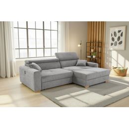 Jockenh&ouml;fer Ecksofa JOCKENH&Ouml;FER GRUPPE "Slider L-Form, B: 277 cm, mit 60 cm elektr. Sitztiefenverstellung", grau (grau 417, 19), B:279cm T:126cm, Korpus: 100% Polyester;Kissen: 100% Polyester, Sofas, Ecksofa, 140kg Belastbarkeit, USB-Anschluss, Kopfteilverstellung & Zierkissen