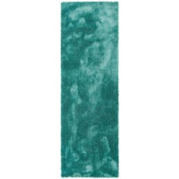 Hochflor-L&auml;ufer Bruno Banani "Dana Teppich, Kundenliebling" Gr. 12, blau (petrol), B:80cm H:30mm L:250cm, Kunstfaser, Teppiche, Br&uuml;cke, uni, weich, Mikrofaser, Diele, Flur, Wohnzimmer, Schlafzimmer