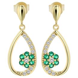 Adelia&acute;s Paar Ohrh&auml;nger ADELIA&acute;S "Ohrringe &ndash; Ohrh&auml;nger aus 925 Silber mit Zirkonia", Damen, Gr. Damen, Silber 925 (Sterlingsilber), gold, Ohrringe, Perfekt als Geschenk f&uuml;r besondere Menschen