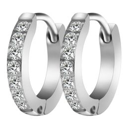 Adelia&acute;s Klappcreolen ADELIA&acute;S "Ohrringe &ndash; Klappcreole aus Edelstahl mit Strass Steinchen", Damen, Gr. Damen, Edelstahl, silber, Ohrringe Klappcreolen, Ideal zum Verschenken &ndash; schlicht und stilvoll