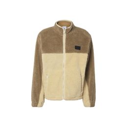 Winterjacke Karl Kani "Karl Kani Signature Rubber Patch Teddy Zip Jacket", Herren, Gr. S, beige (lightsand, sand), 100% Polyester, mehrfarbig, normal, amerikanischer Ausschnitt, Jacken Winterjacke