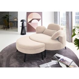 Loveseat OTTO HOME "Riko Sessel, B: 110 cm, Sitzh&ouml;he: 44 cm", beige (creme), B:110cm H:84cm T:110cm, 95%Polyester, 5%Polyamide, Sessel, XXL- Sessel, mit Stauraumhocker, R&uuml;ckenst&uuml;tze & 4 Zierkissen