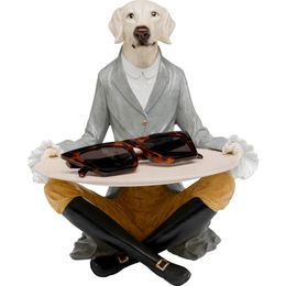 Dekofigur KARE DESIGN "Gentleman Dog Tray", grau, B:28cm H:28,5cm T:24cm, Polyresin, Dekofiguren, verschiedene Gr&ouml;&szlig;en