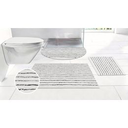 Badematte "Tamsin, Badvorleger, Badezimmer Teppich, Duschvorleger", wei&szlig;, schwarz, H:10mm, Polyester, LeGer Home by Lena Gercke, Badematten, Badematte, Streifen, modern