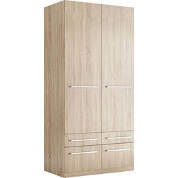 Kleiderschrank Priess "Schrank Garderobe W&auml;scheschrank Barcelona in 5 Breiten", braun (struktureichefarben hell), B:94cm H:193cm T:54cm, Holzwerkstoff, Schr&auml;nke, Kleiderschrank, viel Stauraum, ger&auml;umige Schubk&auml;sten, mit Spiegel, MADE IN GERMANY