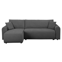Ecksofa OTTO HOME "JONAA L-Form, 241cm /Schlafsofa (133/200) OTTO. Verl&auml;ssliche Qualit&auml;t", anthrazit, B:241cm H:79cm T:52cm, Sofas, Ecksofa, Tonnentaschen-Federkern, Bettkasten, Cord, Struktur