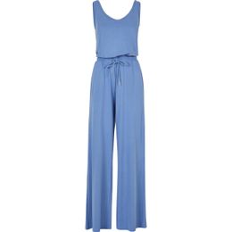 Jumpsuit Urban Classics "Urban Classics Damen Ladies Long Sleevless Modal Jumpsuit", Damen, Gr. 5XL, US-Gr&ouml;&szlig;en, horizonblau, 77% Modal, 23% Polyester, unifarben, loose fit, Overalls Jumpsuit