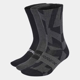 Wandersocken adidas Performance "TRX MT SCK 3PP", Damen, Gr. L (43/45), schwarz, grau six, schwarz, Obermaterial: 55% Baumwolle, 37% Polyester, 4% Elasthan, 4% Polyamid, Socken, f&uuml;r Erwachsene geeignet, im 3er-Pack