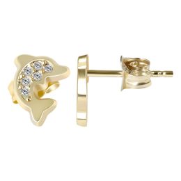 Adelia&acute;s Paar Ohrh&auml;nger ADELIA&acute;S "Ohrringe &ndash; Ohrstecker Delfin aus 333 Gold mit Zirkonia", M&auml;dchen, Gr. M&auml;dchen, gold, Ohrringe, Geschenkidee: zeitlos und vielseitig