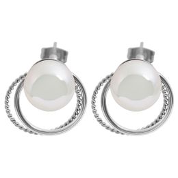 Adelia&acute;s Paar Ohrh&auml;nger ADELIA&acute;S "Ohrringe &ndash; Ohrstecker aus Edelstahl mit Perle", Damen, Gr. Damen, Edelstahl, wei&szlig; (silber), Ohrringe, Eine sch&ouml;ne Geschenkidee f&uuml;r jeden Anlass