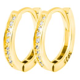 Adelia&acute;s Klappcreolen ADELIA&acute;S "Ohrringe &ndash; Klappcreole aus 925 Silber mit Zirkonia", Damen, Gr. Damen, Silber 925 (Sterlingsilber), gold, Ohrringe Klappcreolen, Perfekt als Geschenk zum Muttertag