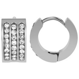 Adelia&acute;s Klappcreolen ADELIA&acute;S "Ohrringe &ndash; Klappcreole aus Edelstahl mit Strass Steinchen", Damen, Gr. Damen, Edelstahl, silber, Ohrringe Klappcreolen, Sch&ouml;ne Geschenkidee zum einen besonderen Tag